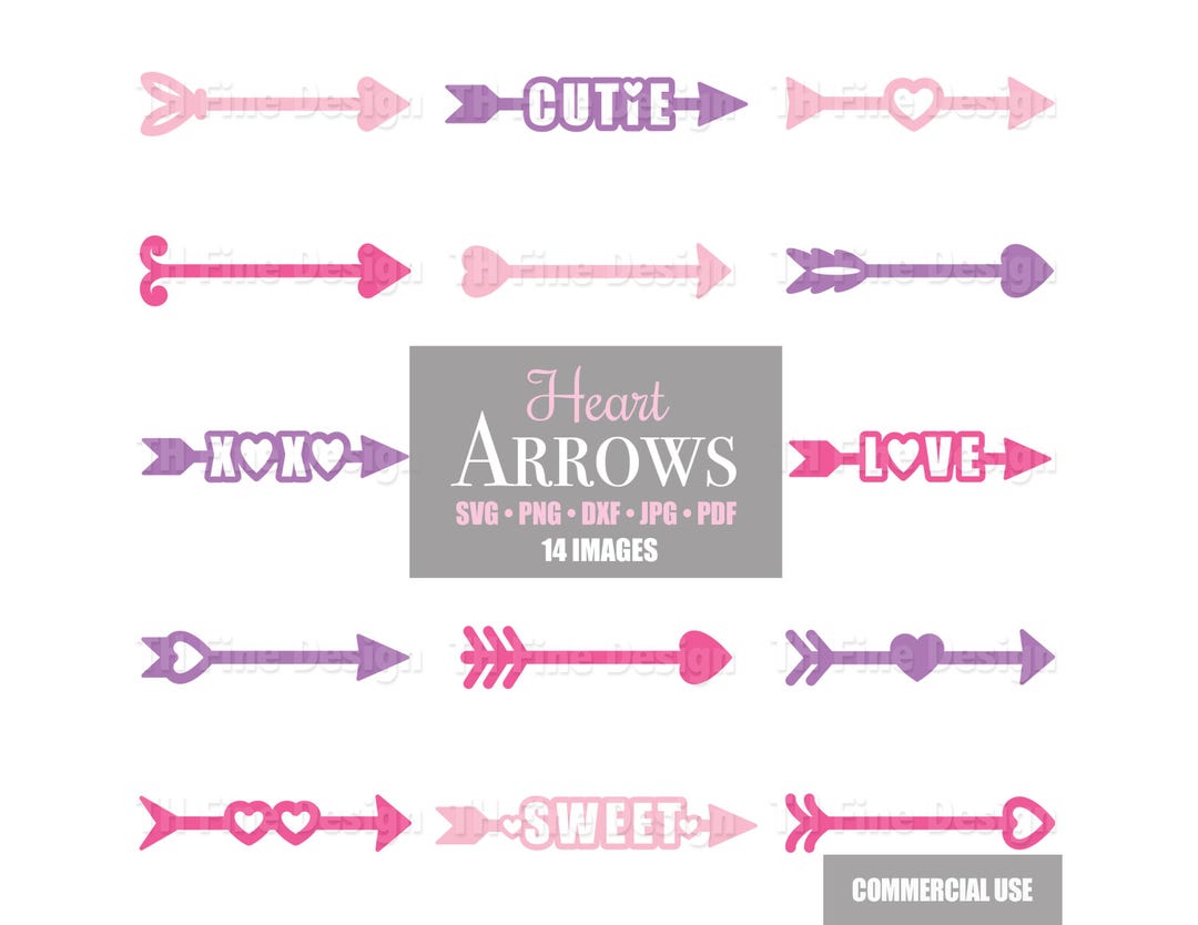 SVG Valentines Arrows Valentine Heart Arrow Valentine's Clip Art ...