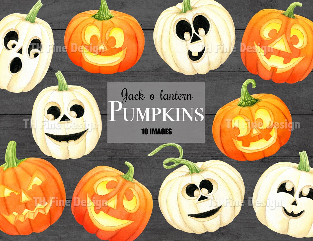 Halloween Pumpkin Jack-o-lanterns Clip Art Spooky Cute - Etsy