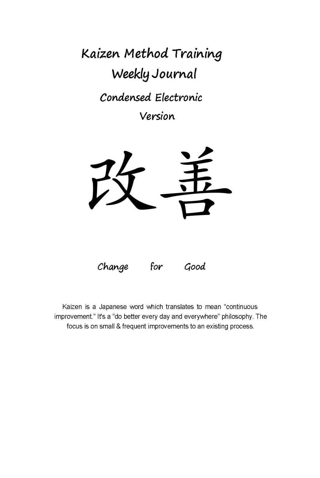 Condensed Electronic Download Kaizen Method Training Program Journal - Etsy