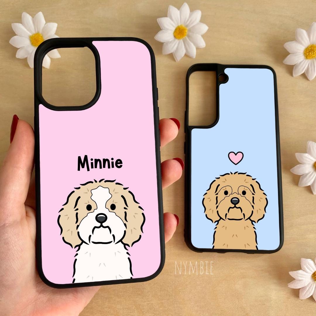 Cavachon Cartoon Dog Breed Phone Case Personalised Pet Portrait ...