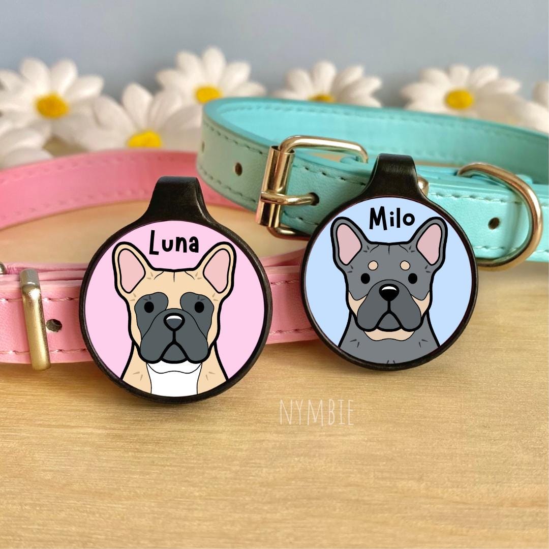 French Bulldog Dog Tag Cute Breed Cartoon Personalised Portrait Collar ...