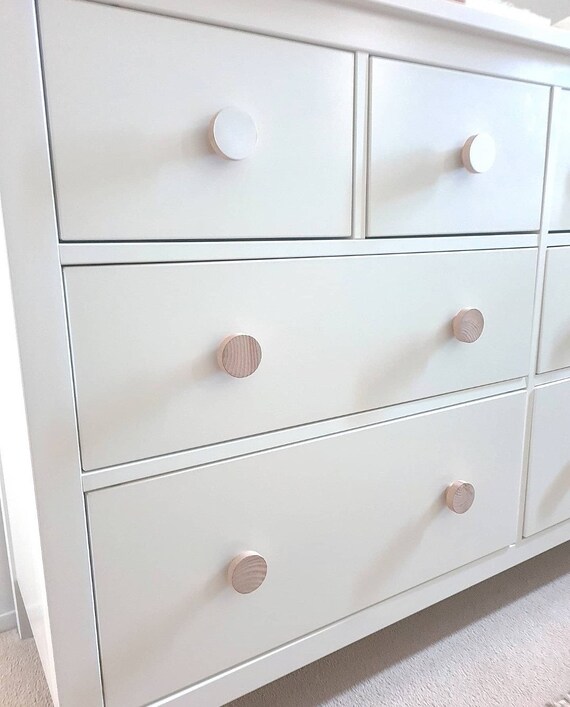 SMALL White Top Flat Wooden Drawer Handles 35x25mm Cabinet | Etsy Australia