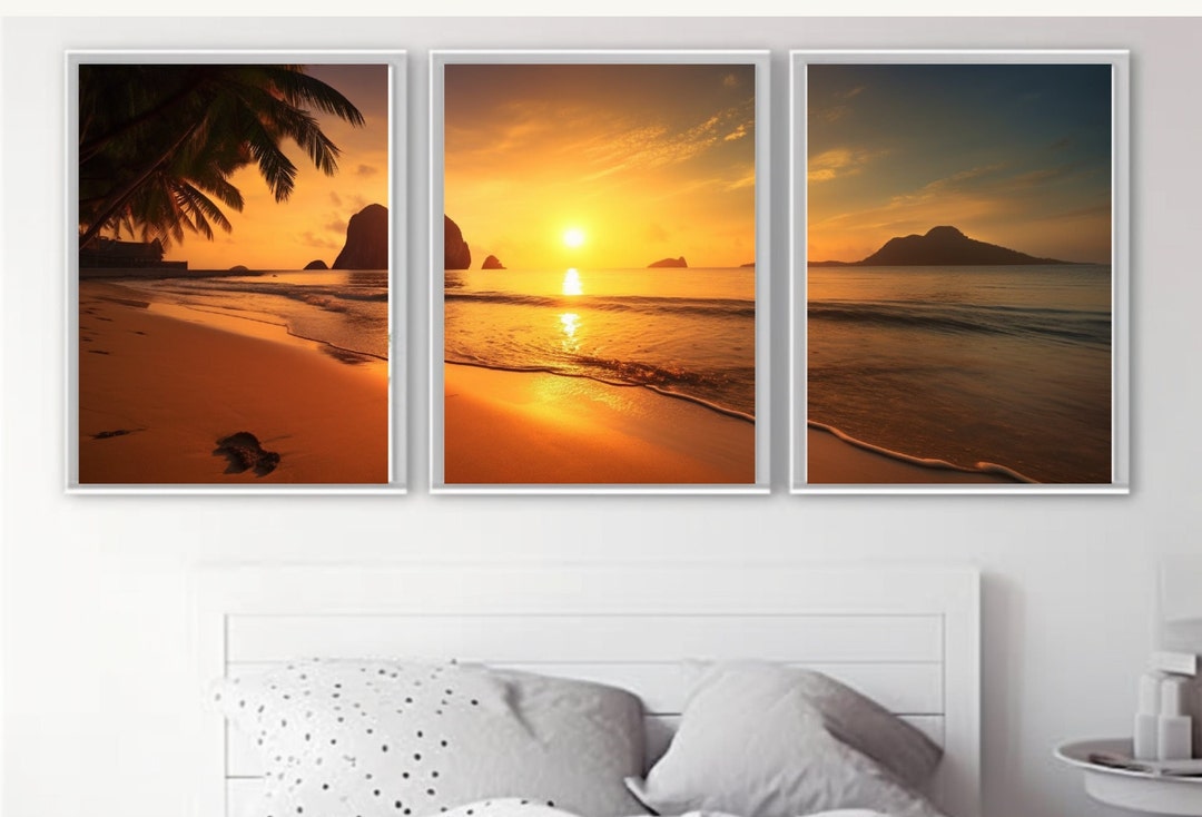 Printable Sunset Beach Wall Art Digital Download Bring the Tranquil ...