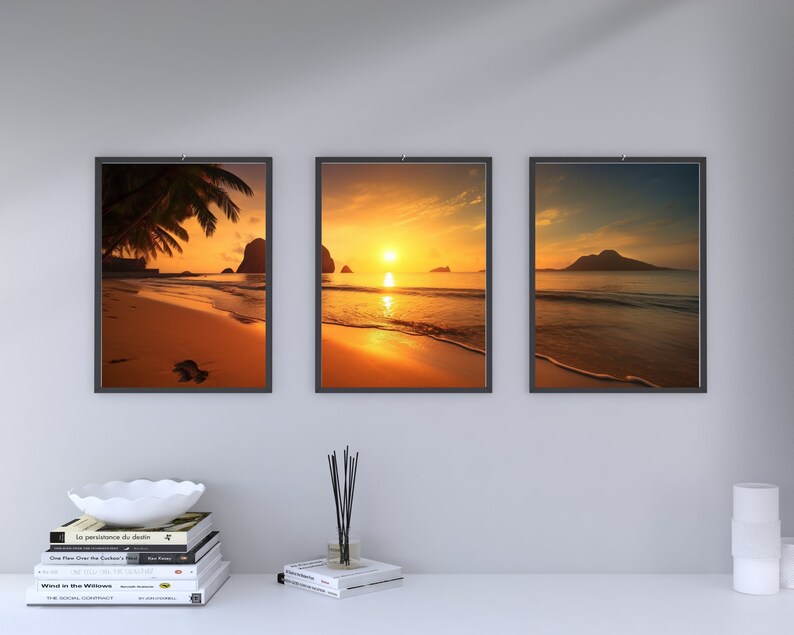 Printable Sunset Beach Wall Art Digital Download Bring the Tranquil ...