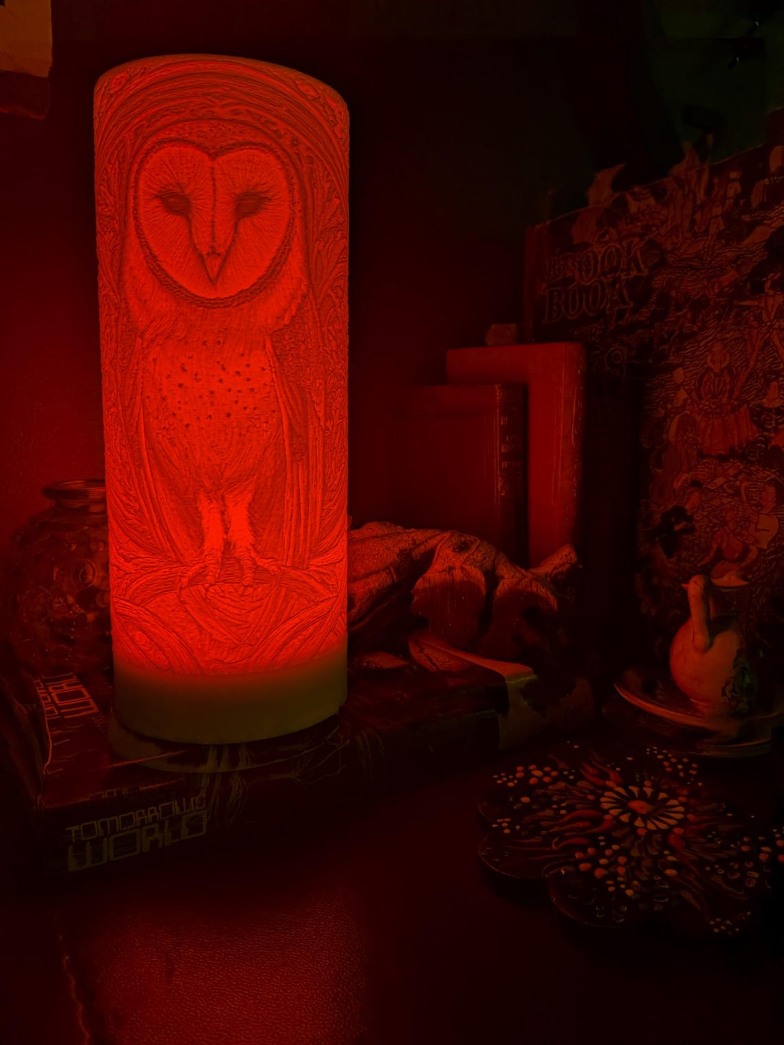 William Morris Style Barn Owl Lamp | Rechargeable Lamp | Remote Control ...