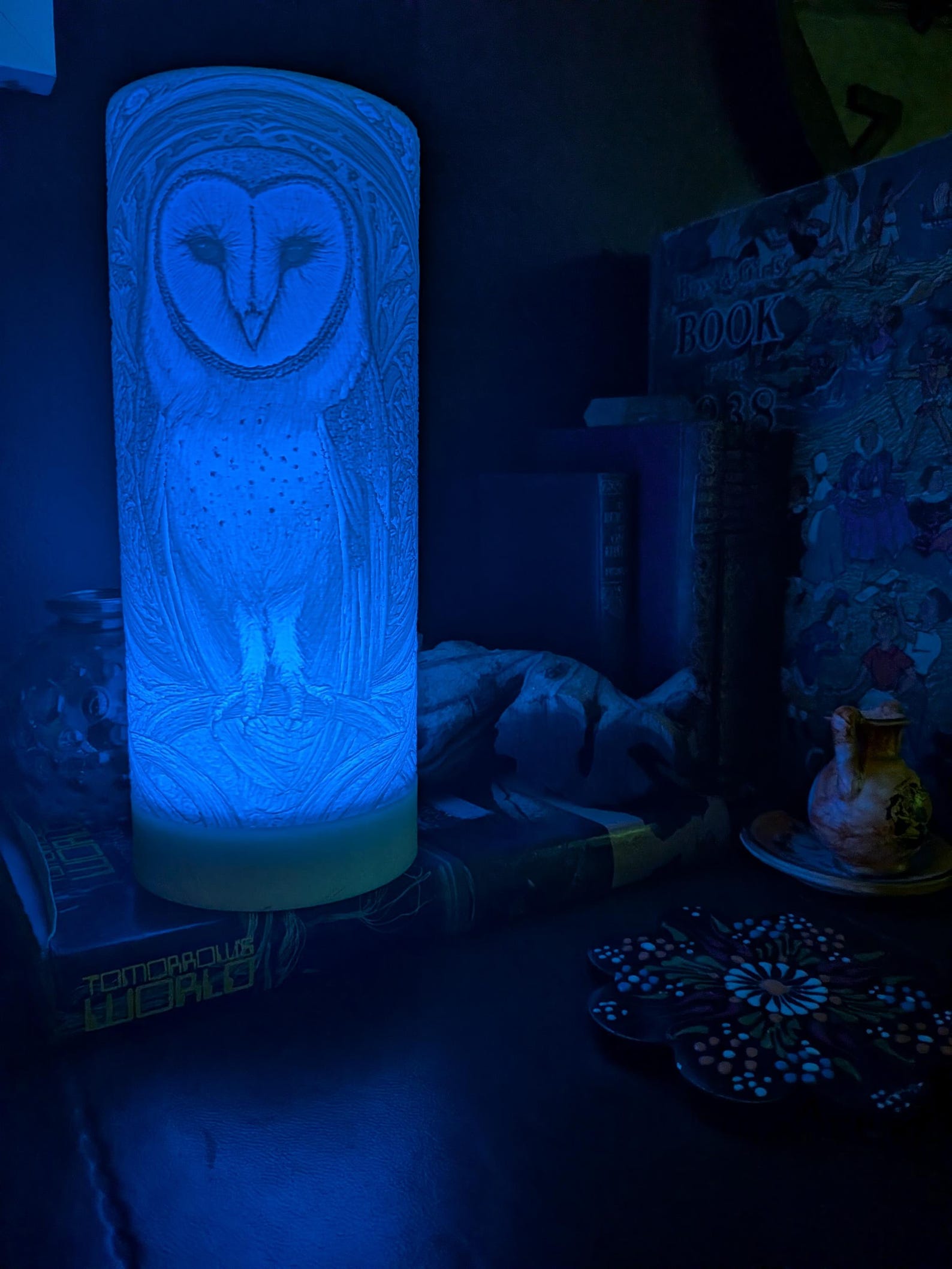 William Morris Style Barn Owl Lamp | Rechargeable Lamp | Remote Control ...