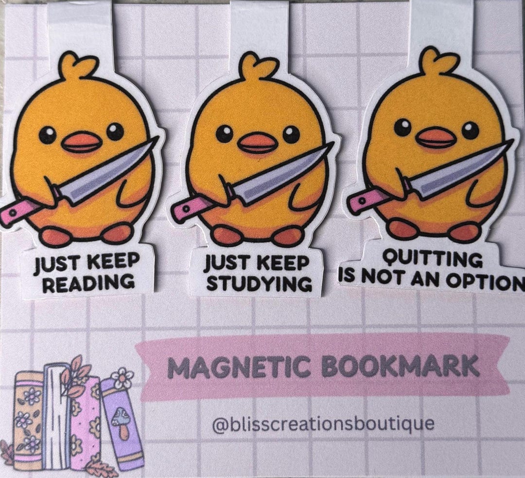 Magnetic Bookmark | Duck Meme With Knife | Motivational Study | Book ...