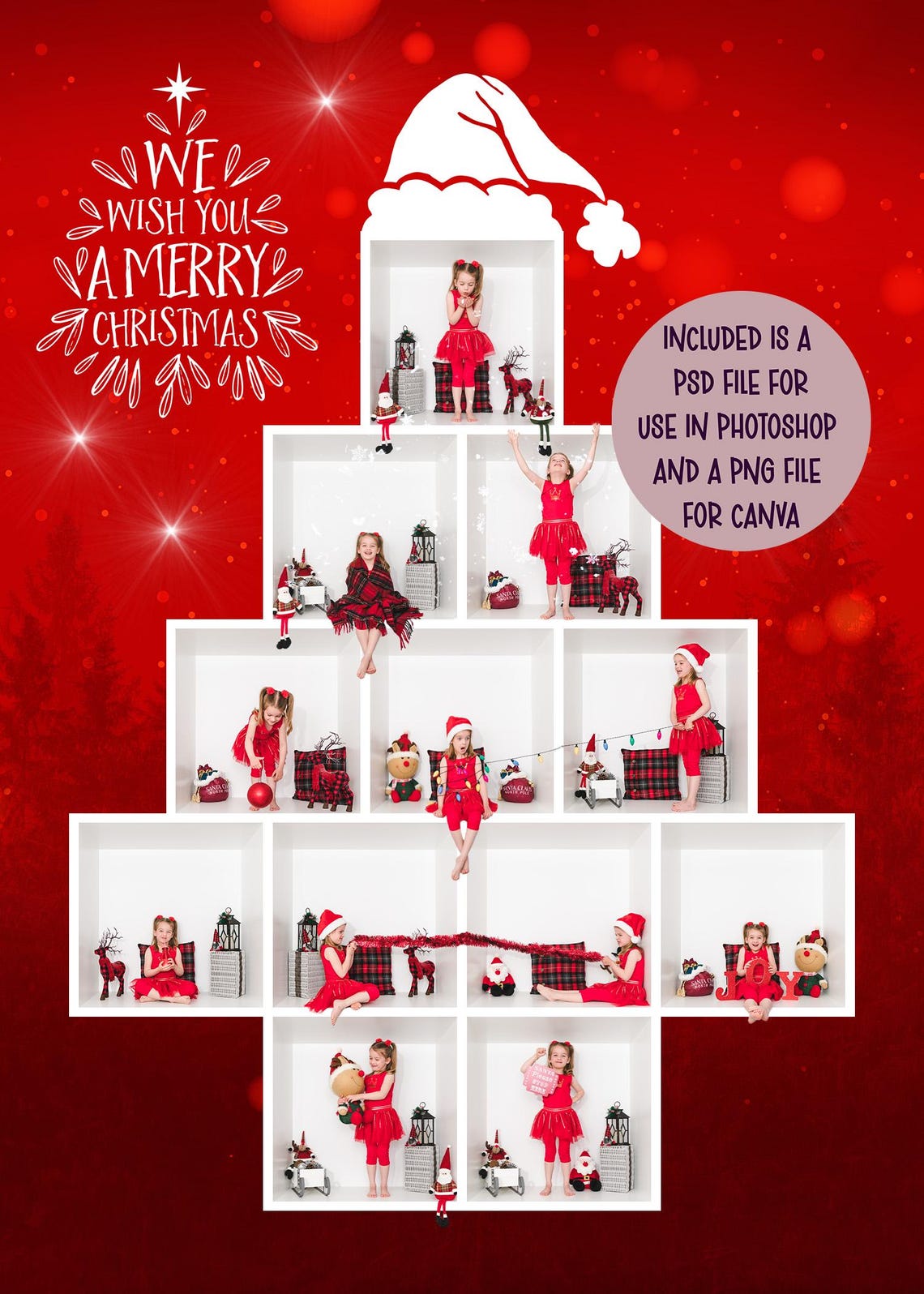 Christmas Tree in the Box Photography Template, Collage for Box ...