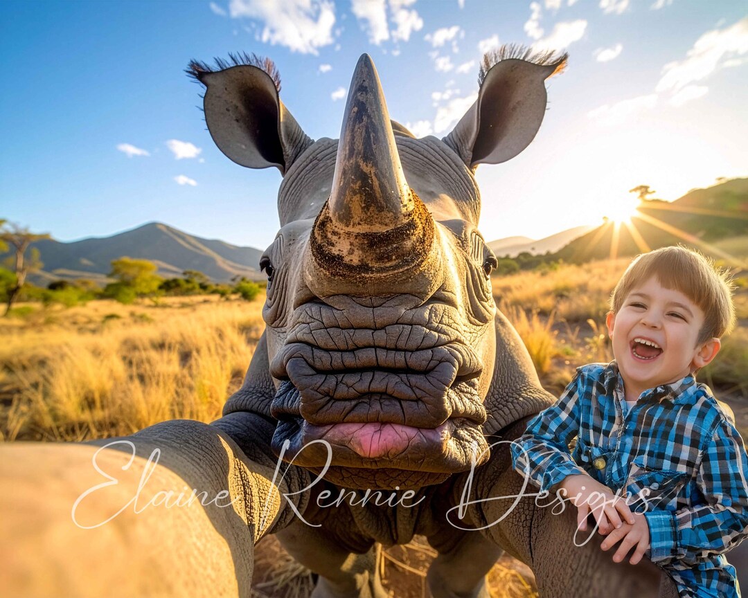 Rhino Selfie Digital Backgrounds, Digital Backdrop, Funny Composite ...