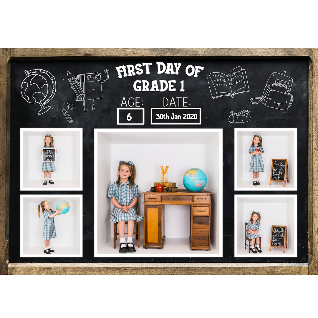 First Day of School in the Box Photography Template, Collage for ...