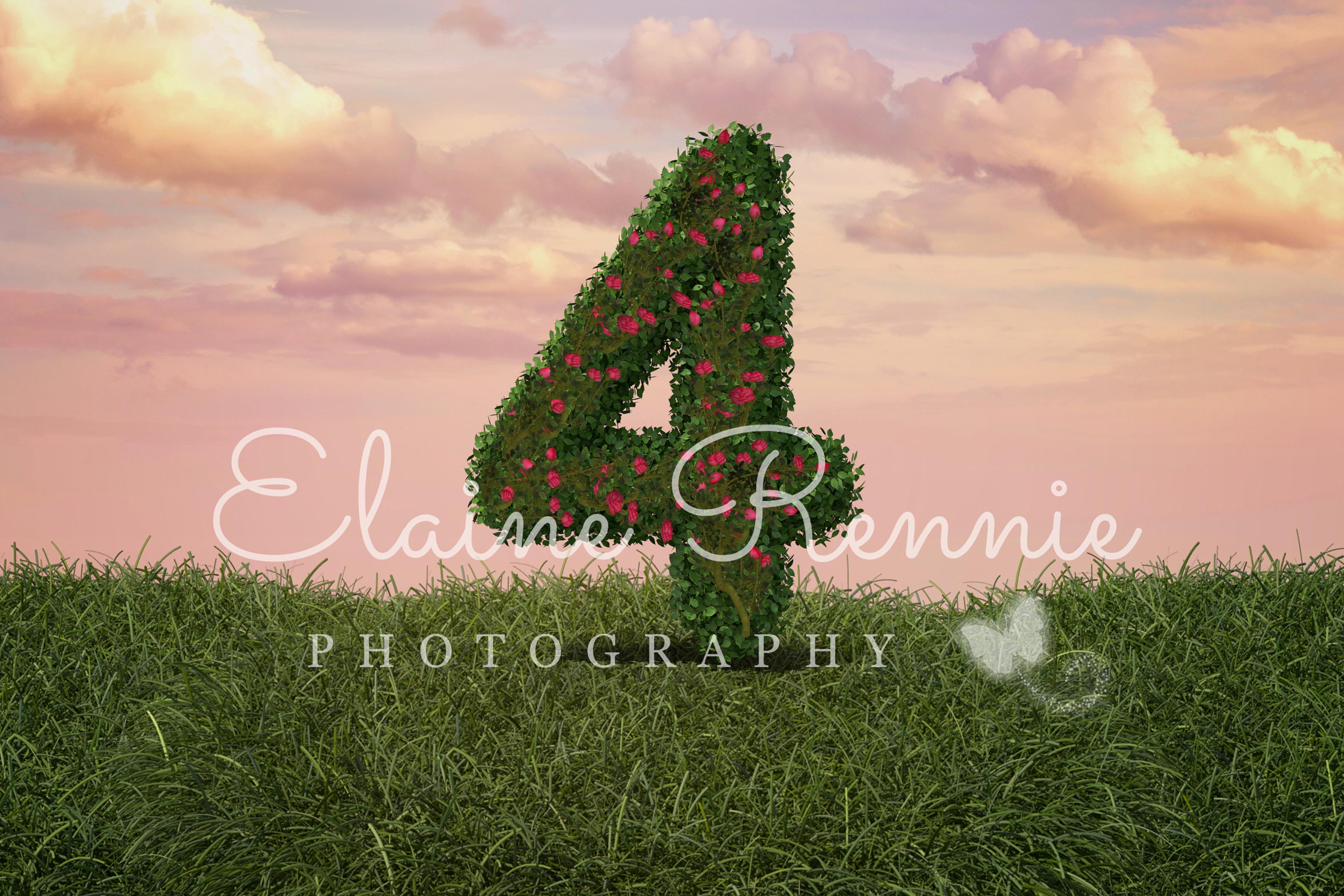 Birthday number 4 Digital Background four digital backdrop | Etsy