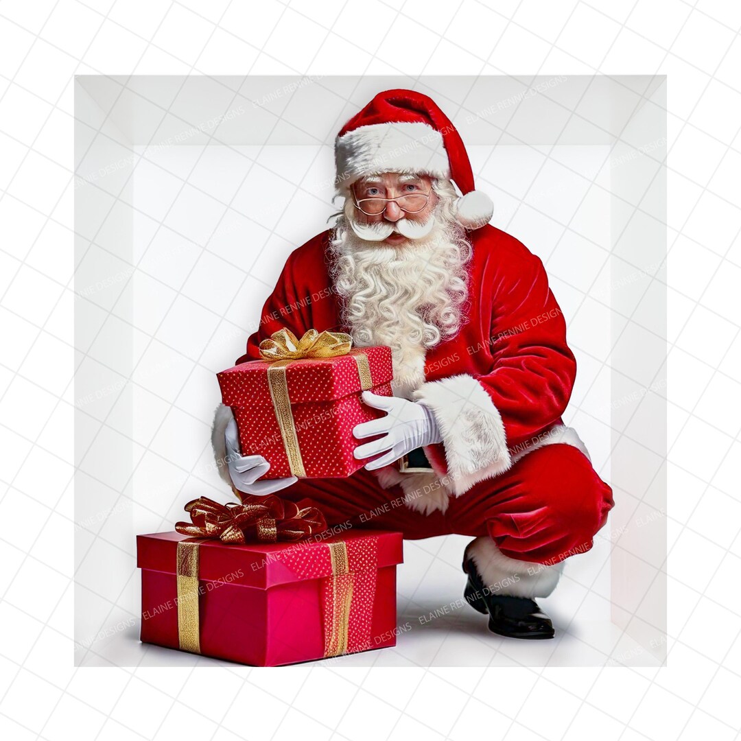 Santa in the Box Photography Template, Inside the Box Template, White ...