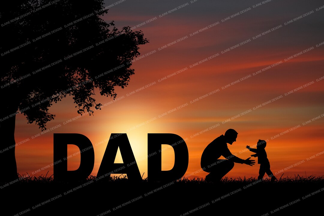 Dad Silhouette Digital Background, Dad Sunset Silhouette Backdrop ...