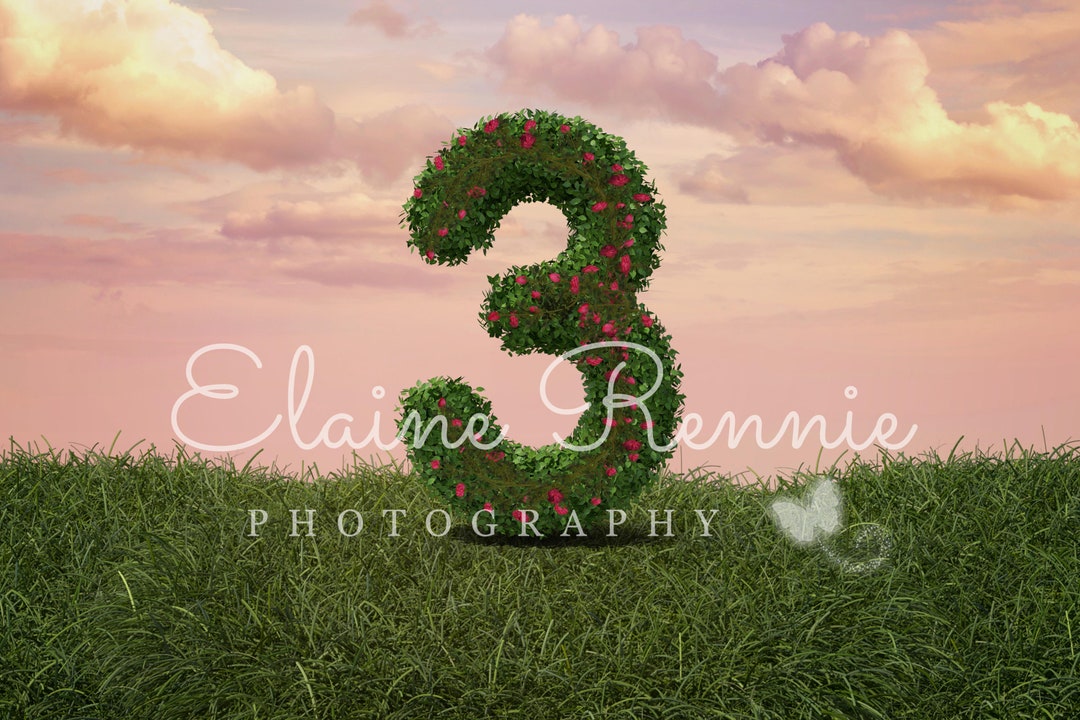 Birthday Number 3 Digital Background, Three Digital Backdrop, Composite ...