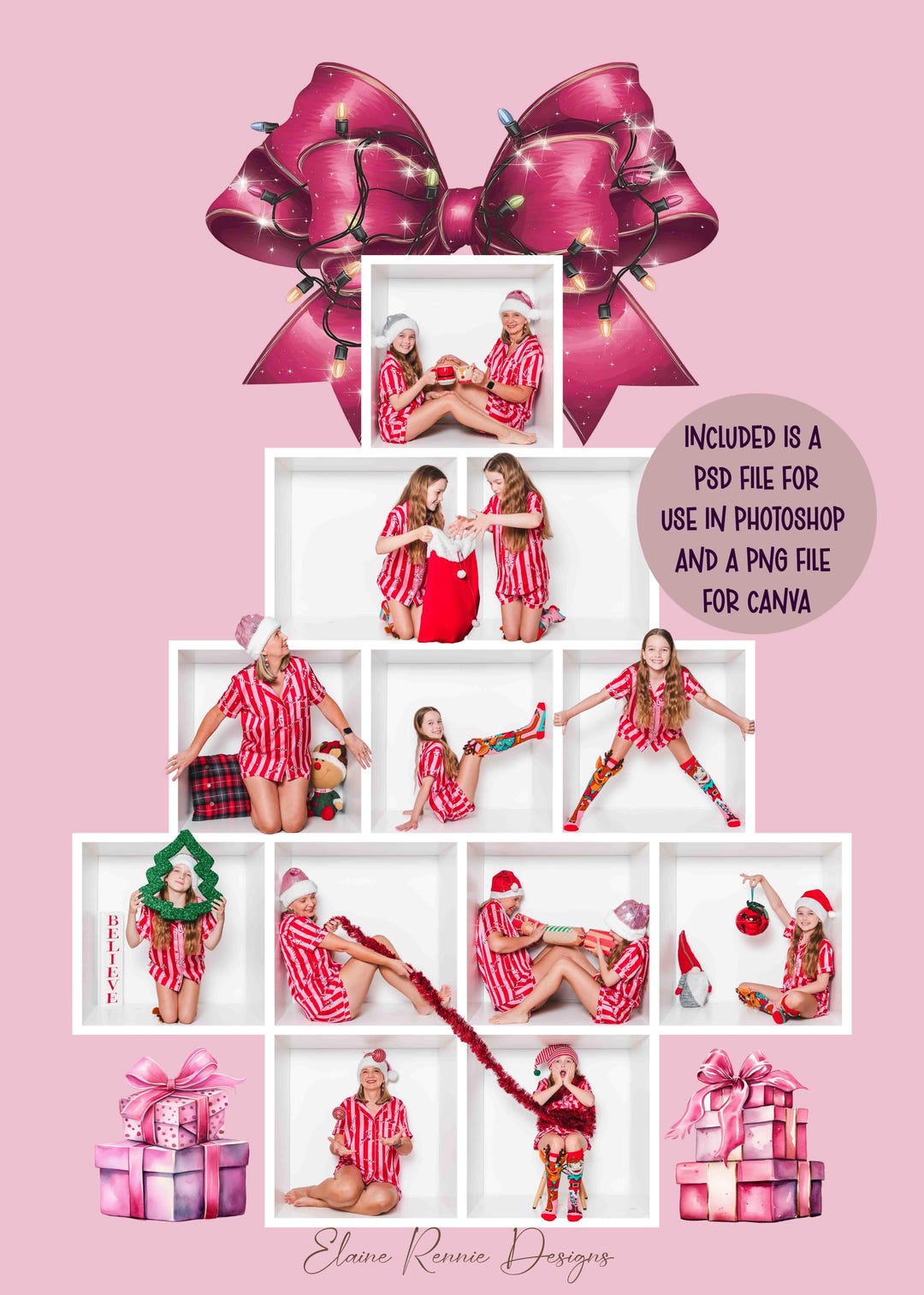 12 Box Coquette Christmas Tree in the Box Template, Inside the Box ...