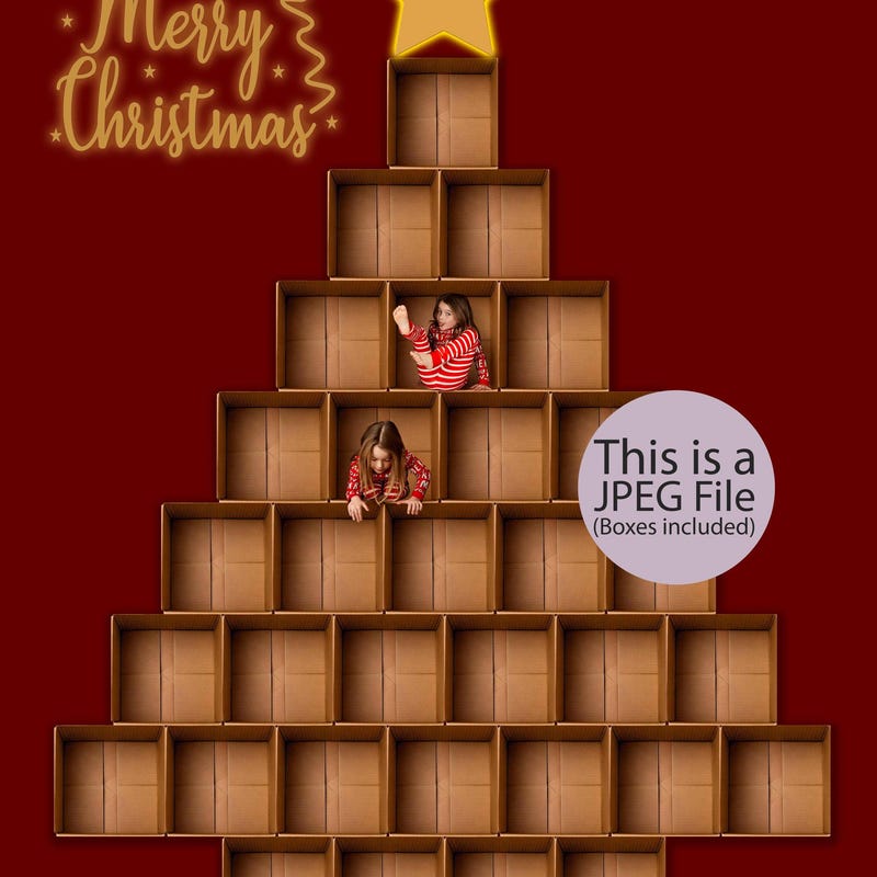 Tree Photo Box Template - Etsy