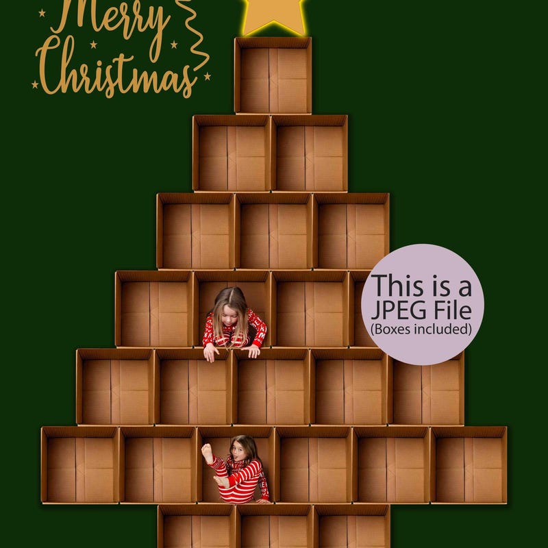 Christmas Cardboard Box Photoshoot Template - Etsy