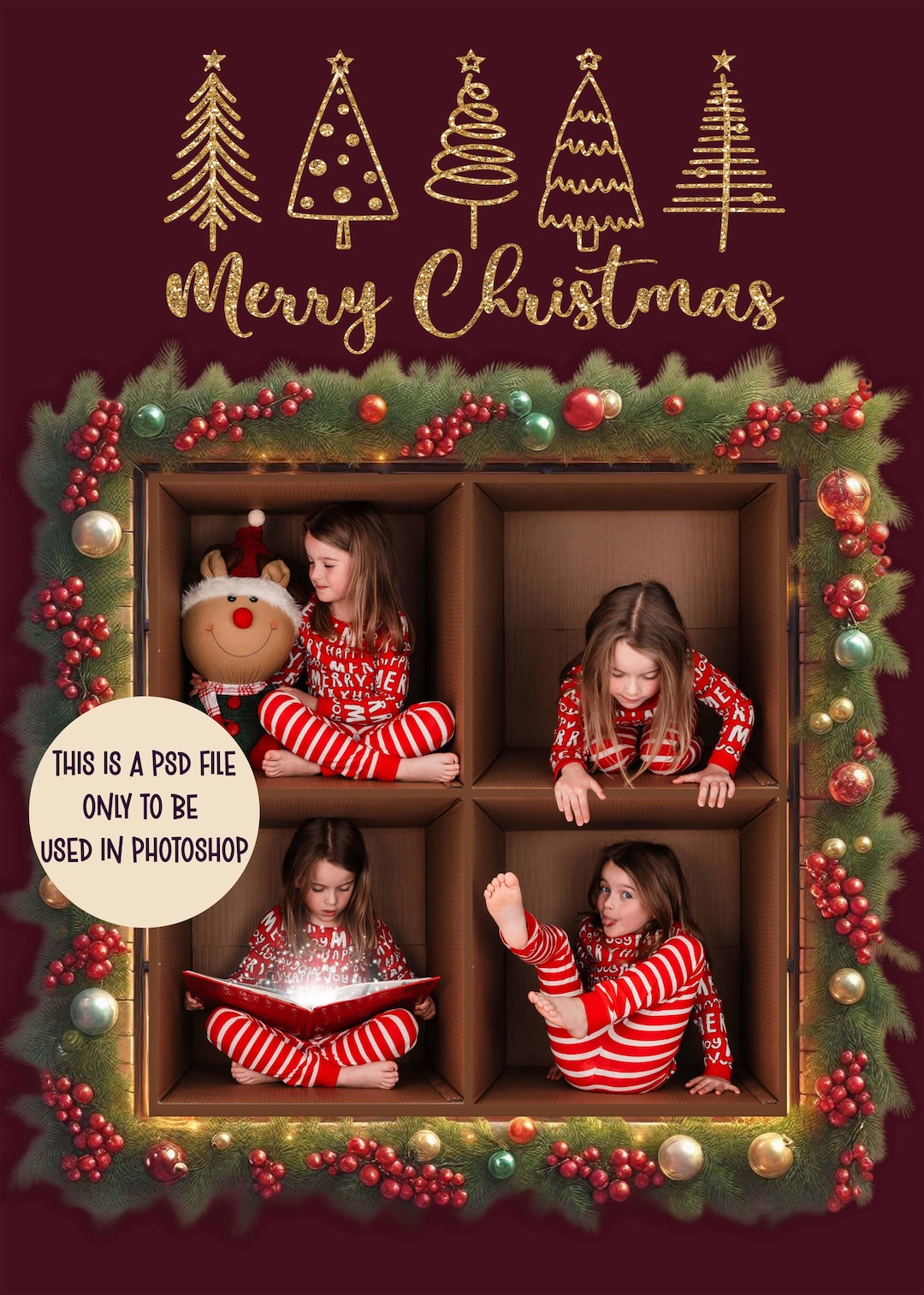 4 Box Christmas Window, in the Box Photography Template, Viral Box ...