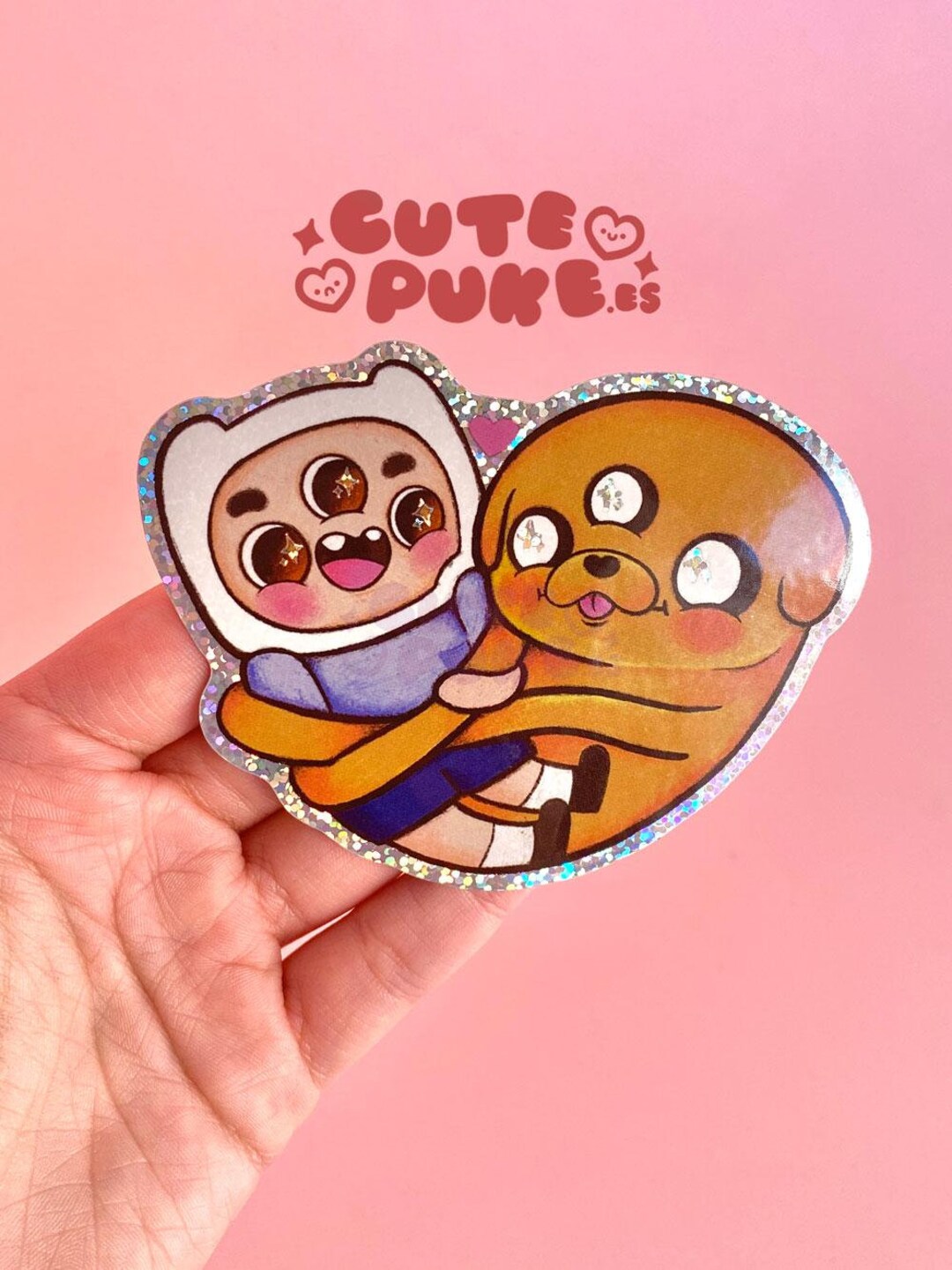 Adventure Time Finn and Jake Sticker Glitter Waterproof Kawaii - Etsy