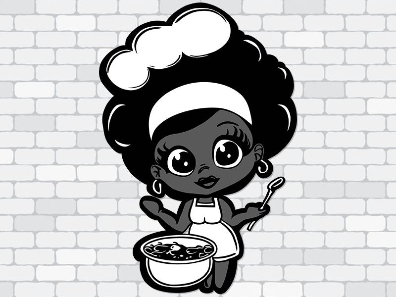 Black Woman cooking svg Afro Woman svg Mandala svg black - Etsy México