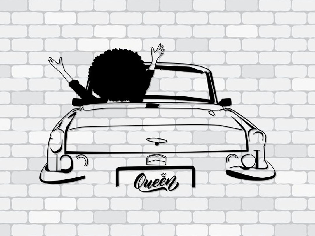 Black Woman in a Car Svg, Afro Woman Svg, Woman in Convertible Svg ...