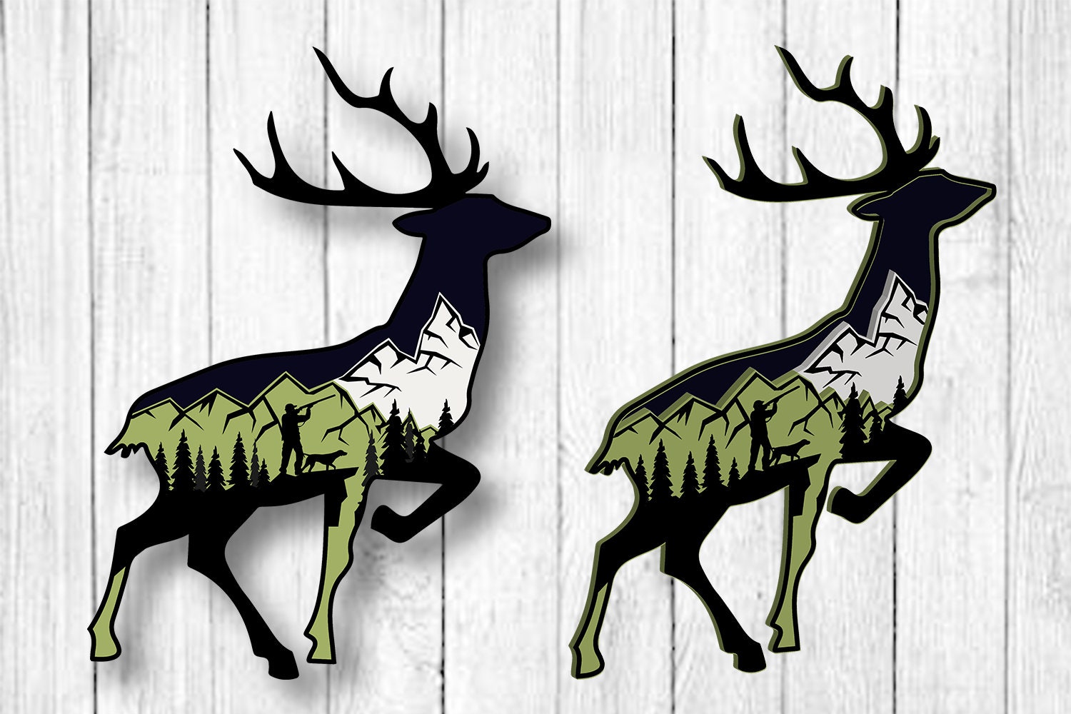 3D Deer Mandala, Reindeer Hunter Svg, DWG DXF SVG Cdr File for Laser ...