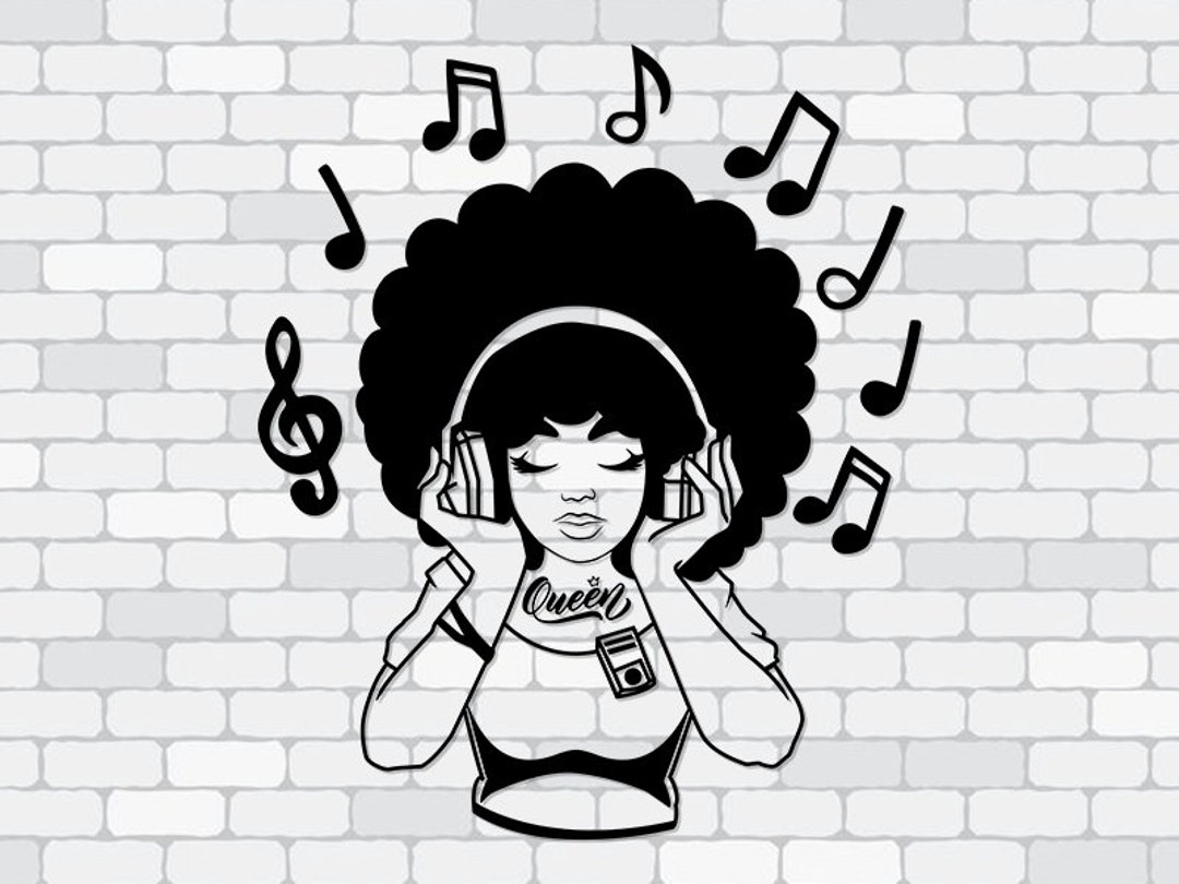 Black Woman Music Svg, Afro Woman Svg, Woman in Convertible Svg, Black ...
