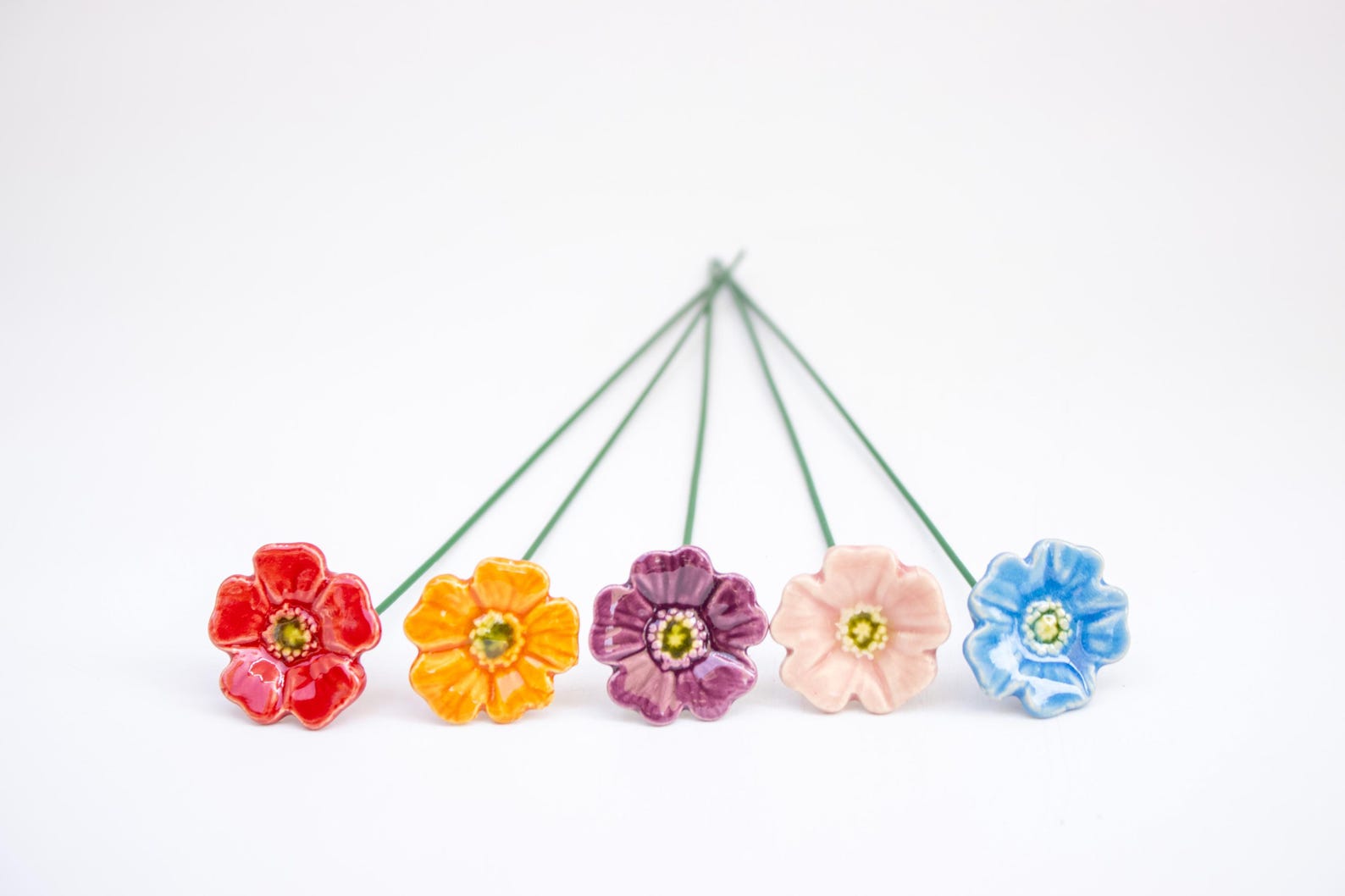 Ceramic Mini Poppy 10 Pcs. - Decorative, Unique Ceramic Flower for Home ...