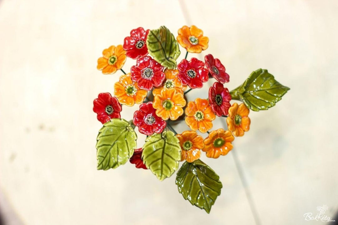 Ceramic Mini Poppy 10 Pcs. Decorative, Unique Ceramic Flower for Home ...