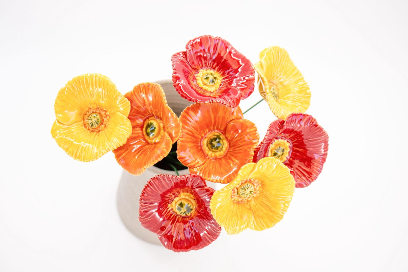 Decor Poppy 5 Pcs. - Unique Ceramic Flower for Home, Garden, Creative ...
