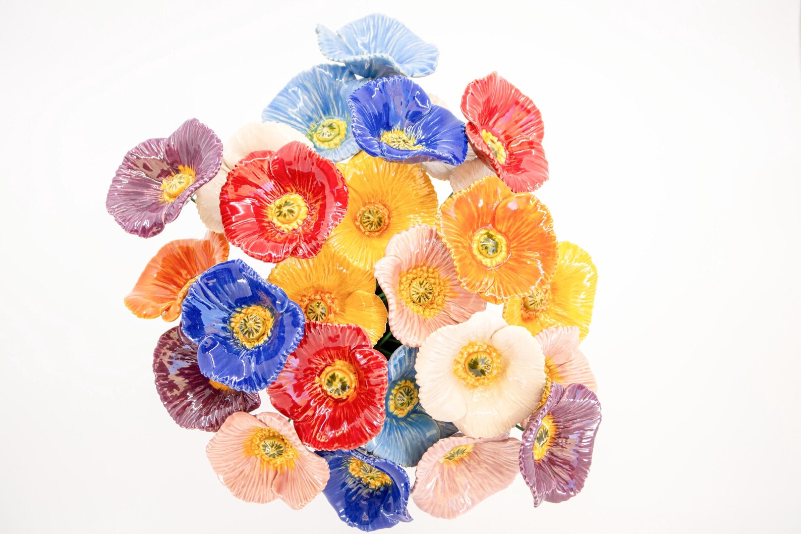 Decor Poppy 5 Pcs. - Unique Ceramic Flower for Home, Garden, Creative ...