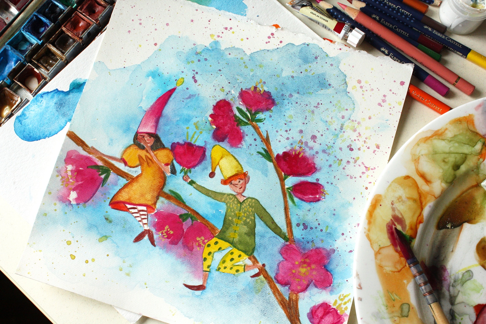 Waldorf inspired watercolor original hand painted art Waldorf | Etsy