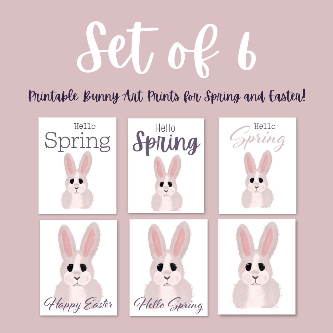 Printable Bunny Wall Art for Spring & Easter | Hello Spring Printable ...