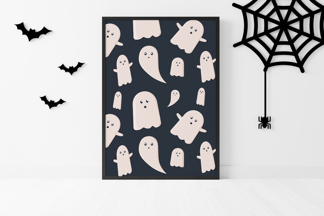 Ghost Wall Art Prints Printable Halloween Ghost Home Décor Ghost Wall