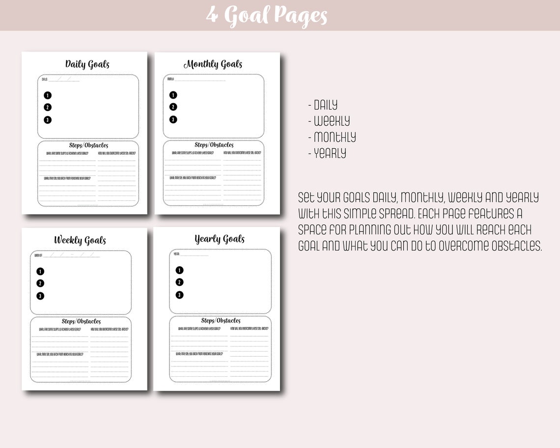 Printable Wellness Planner Bundle for Self Care Habit Tracker, Goal ...