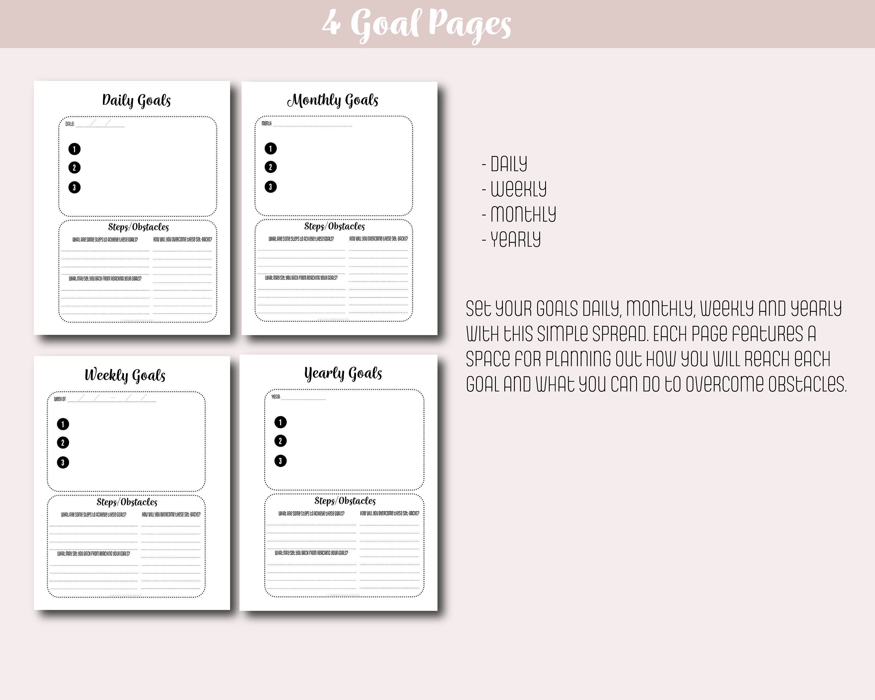 Printable Wellness Planner Bundle for Self Care Habit Tracker, Goal ...