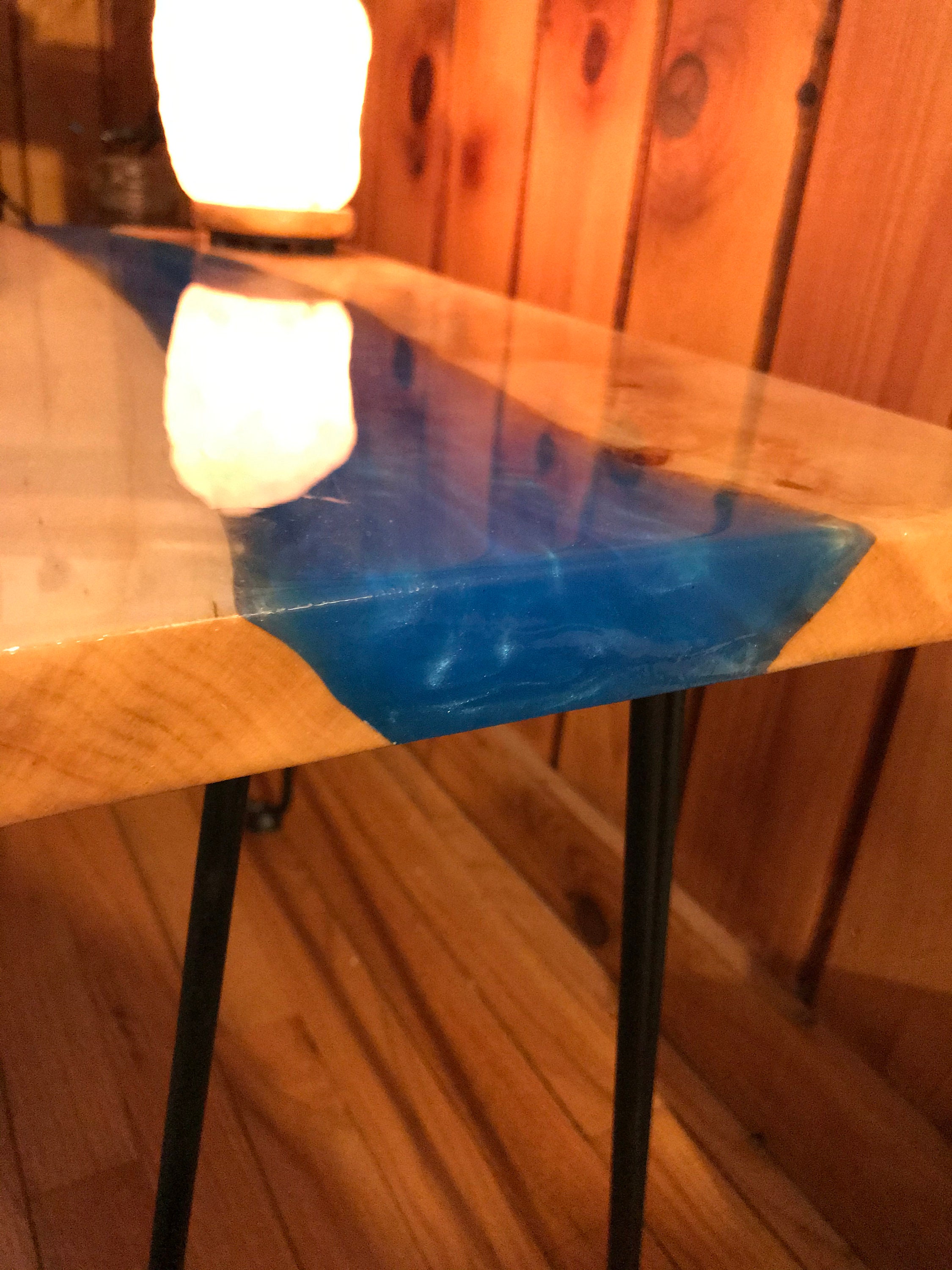 Blue Epoxy River End Table - Etsy