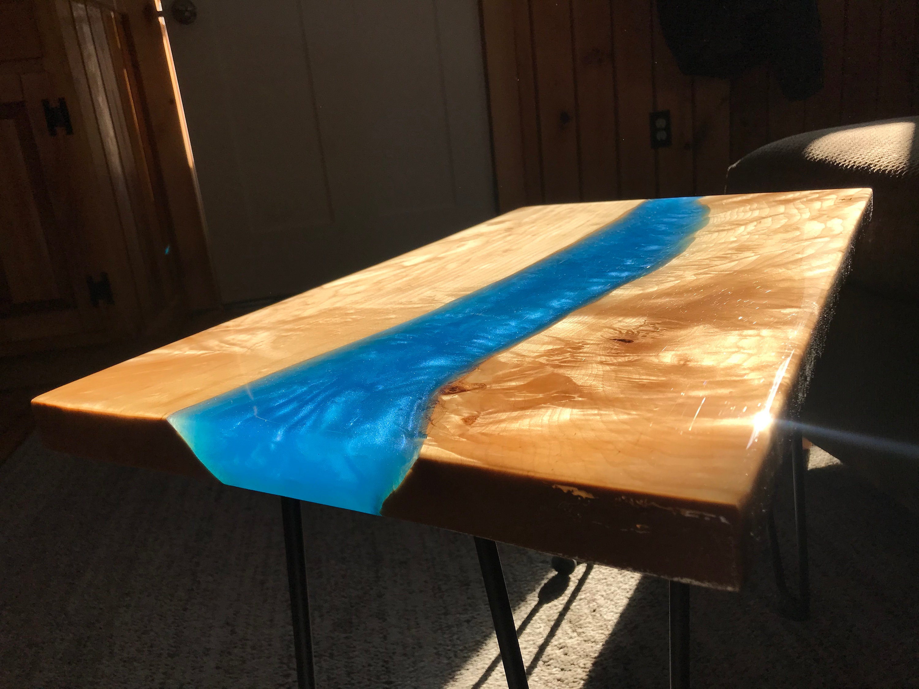 Blue Epoxy River End Table - Etsy