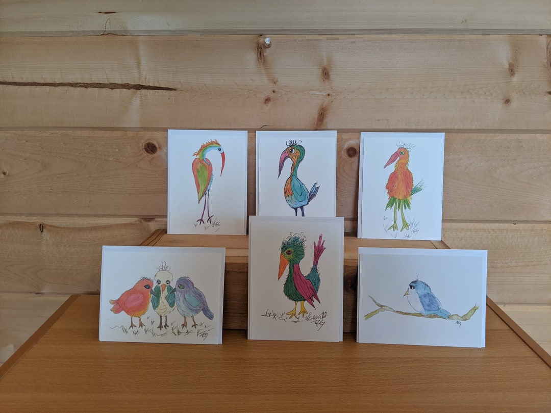 Whimsy Bird Small Note Cards - Etsy
