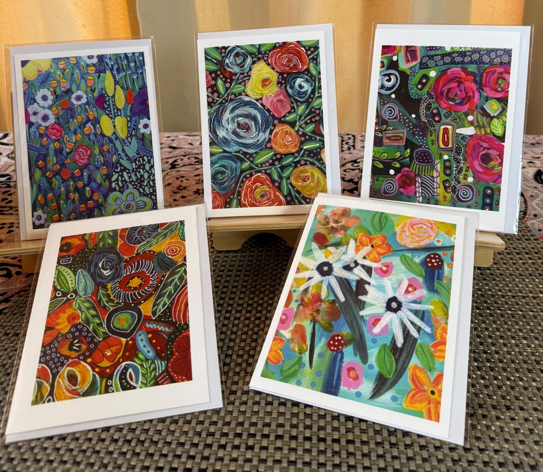 Cards of Whimsy - Bright Blooms Flower Gift Set - Etsy