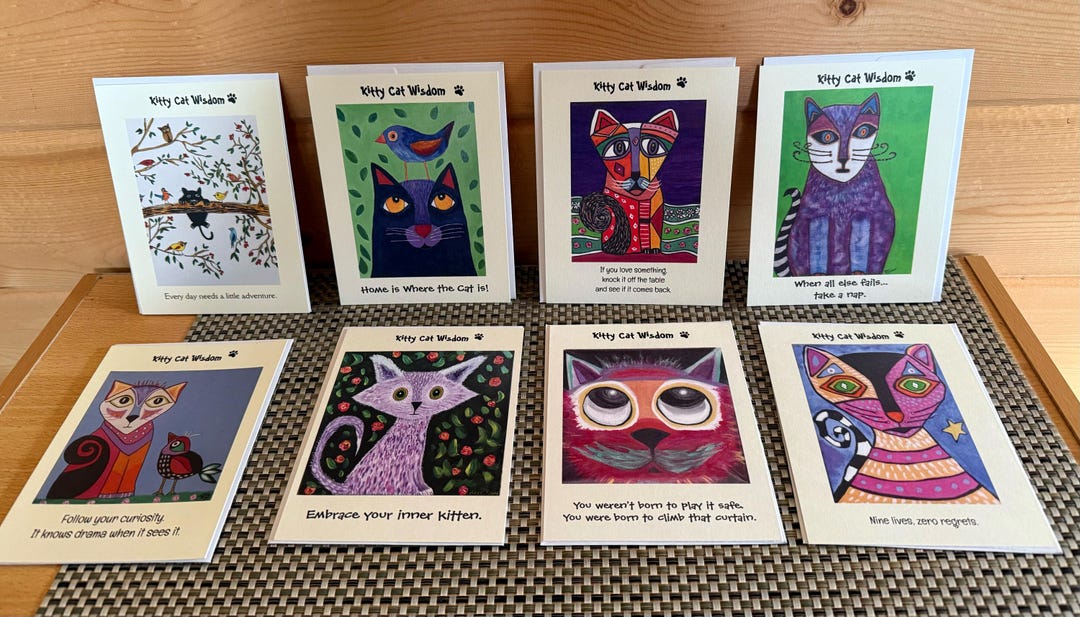 Whimsical and Funny Dog & Cat Wisdom Cards – 4 X 6 Art Card Pack - Etsy