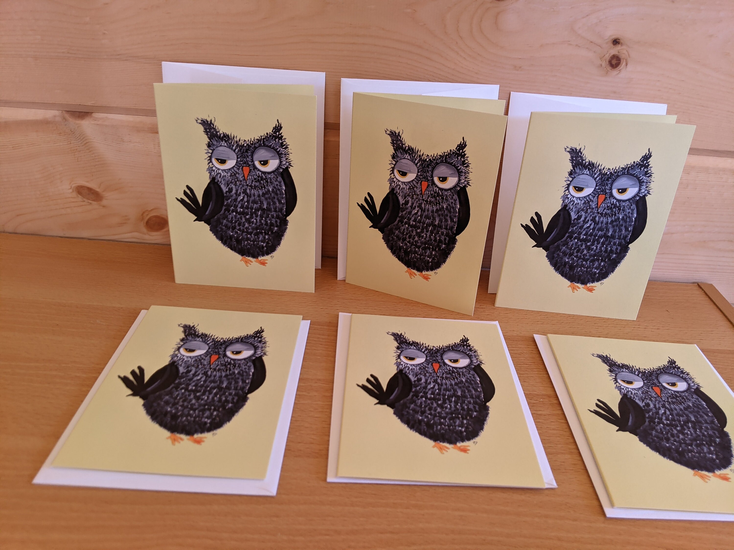 Owl Note Cards set of Six - Etsy