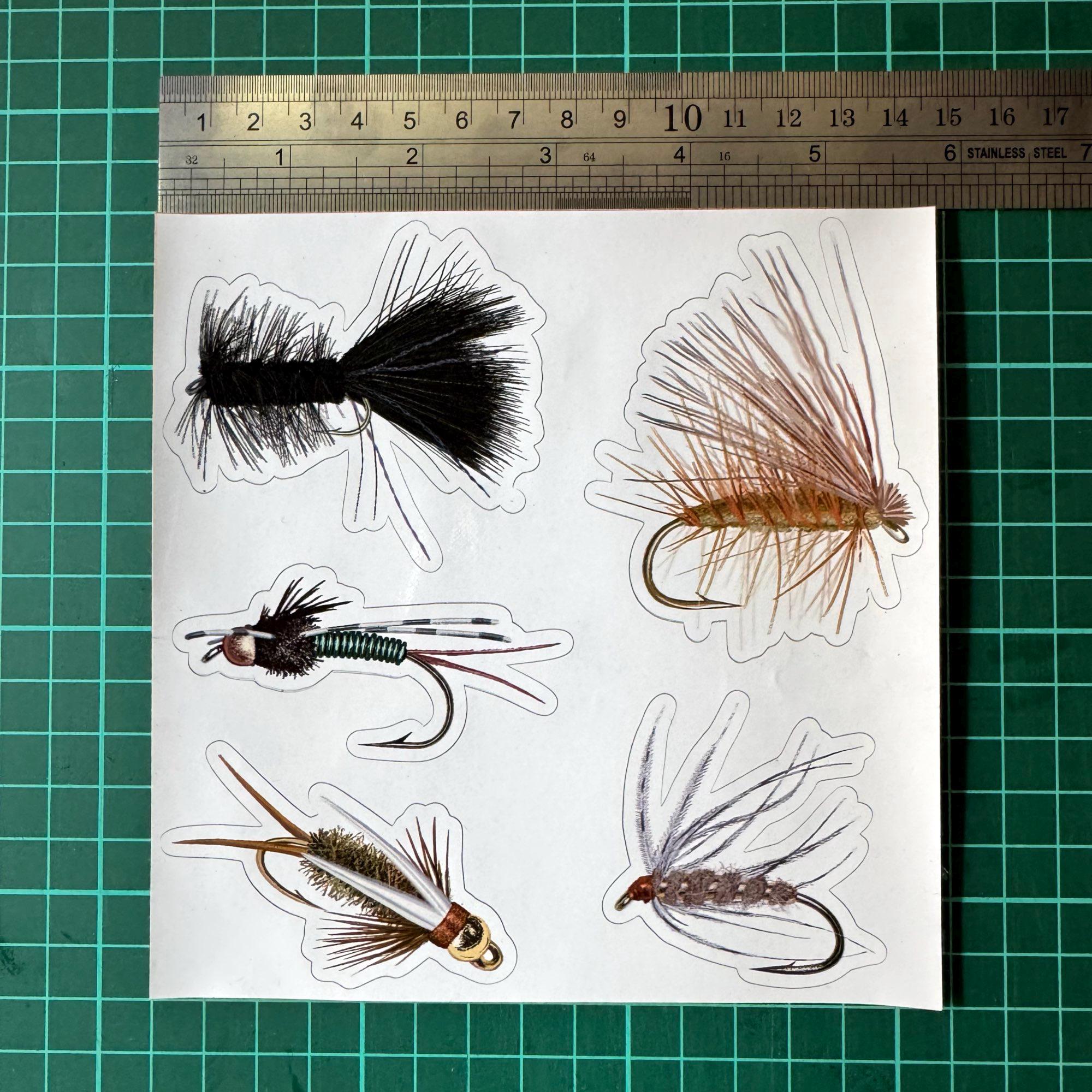 Fly Fishing Flies 5-piece Trout Flies Sticker Pack | Waterproof ...