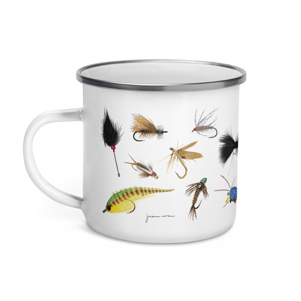 Fly Fishing Flies Art Enamel Mug for Outdoors and Indoors - Etsy