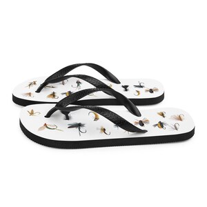 Trout Fly Fishing Flip-flops, Original Hand-drawn Flies Art Design ...