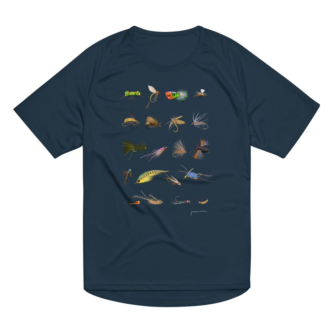 Fly Fishing Flies Art T-shirt, Hand-drawn Flies, Quick-dry Breathable ...
