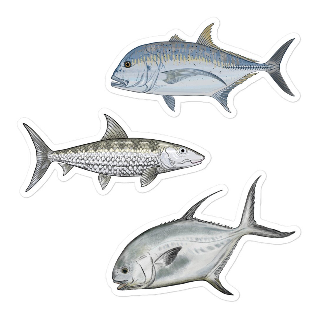 Bonefish, Giant Trevally and Permit Grand Slam Fishing Stickers ...
