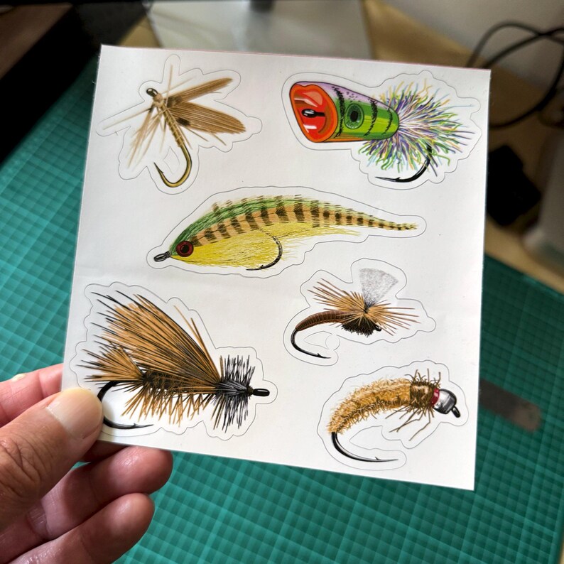 Fly Fishing Flies Sticker Pack 6-piece Set | Waterproof Vinyl } Hand ...