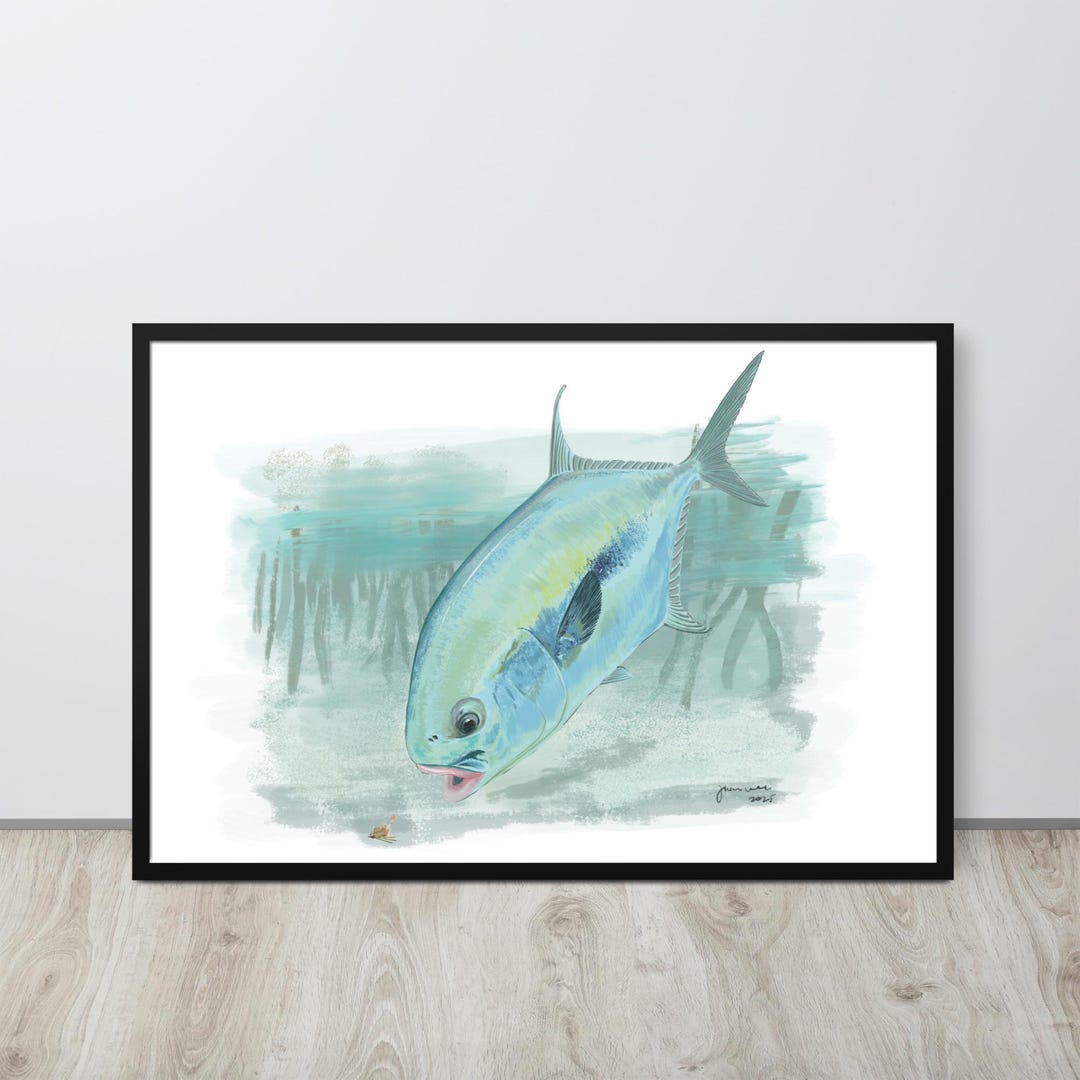 Permit Fly Fishing Hand-drawn Art Premium Framed Photo Paper Poster - Etsy