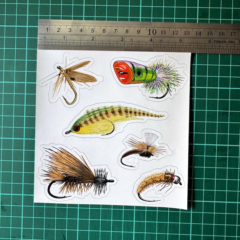 Fly Fishing Flies Sticker Pack 6-piece Set | Waterproof Vinyl } Hand ...